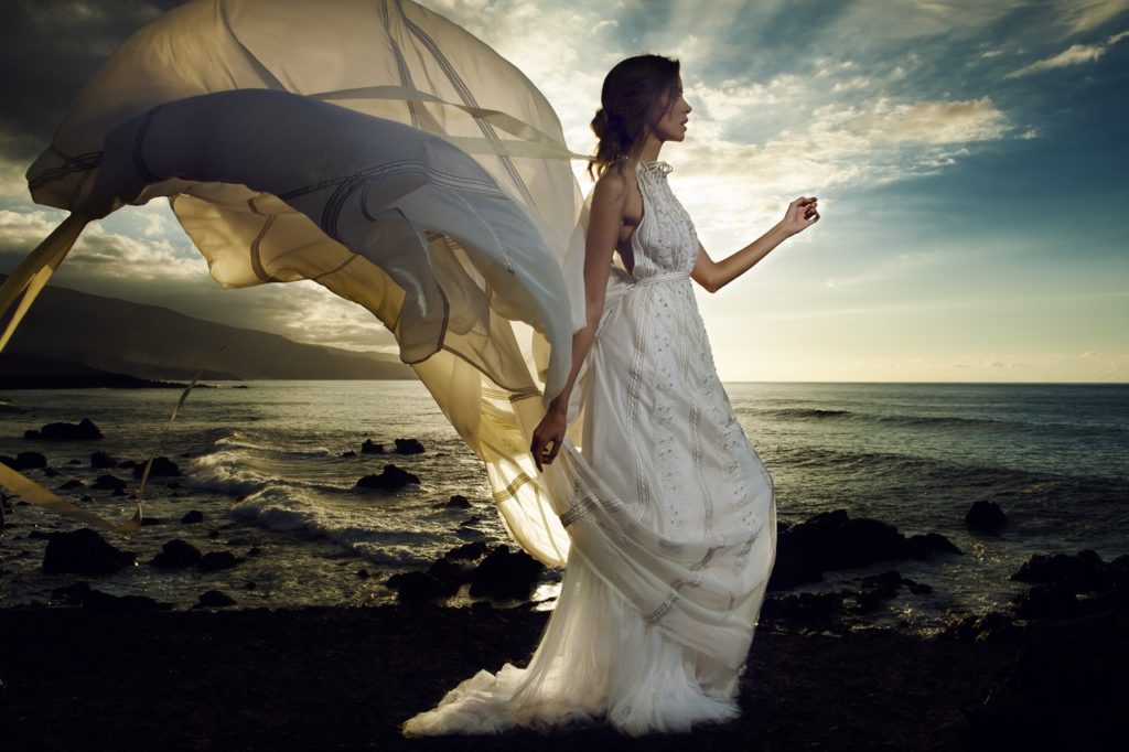 Wedding dress made with a historic parachute - M&M